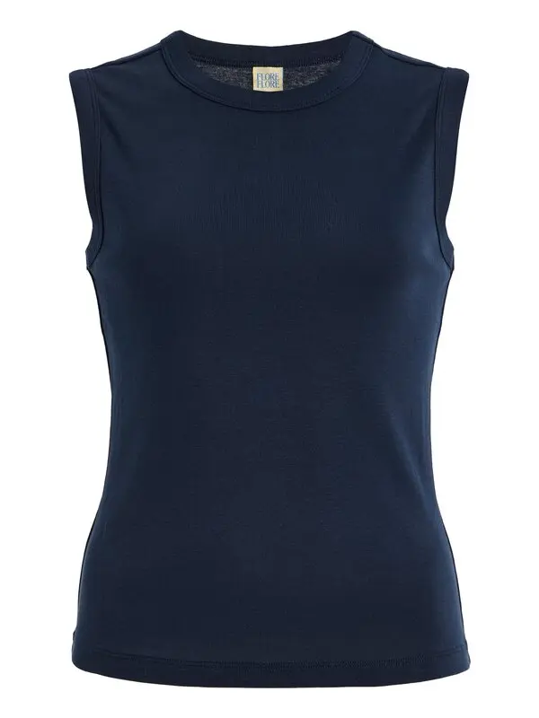 FLORE FLORE Esme Organic Cotton Rib Tank Top - Navy