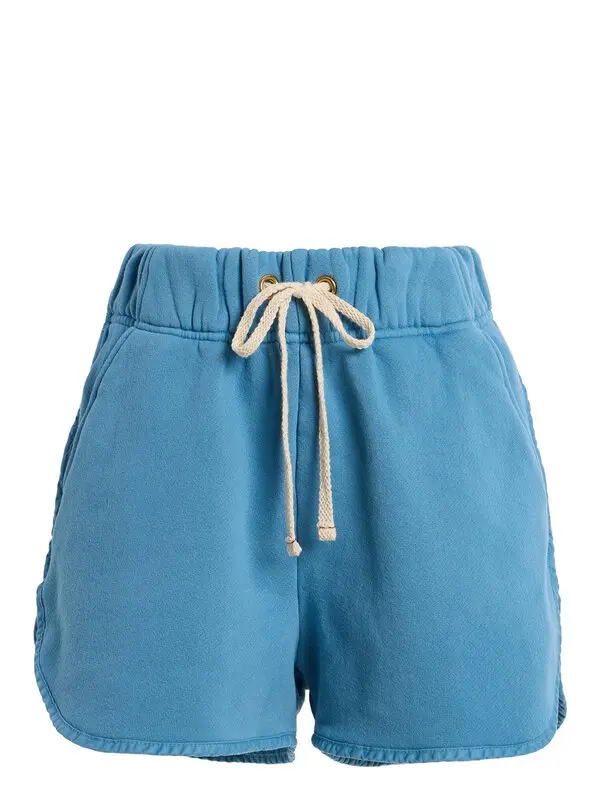 LES TIEN Serena Scallop Cotton Mini Shorts - Blue