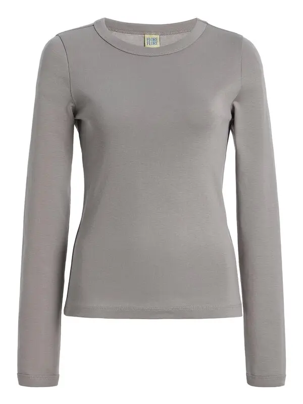 FLORE FLORE Max Long Sleeve Cotton Ribbed T-shirt - Grey