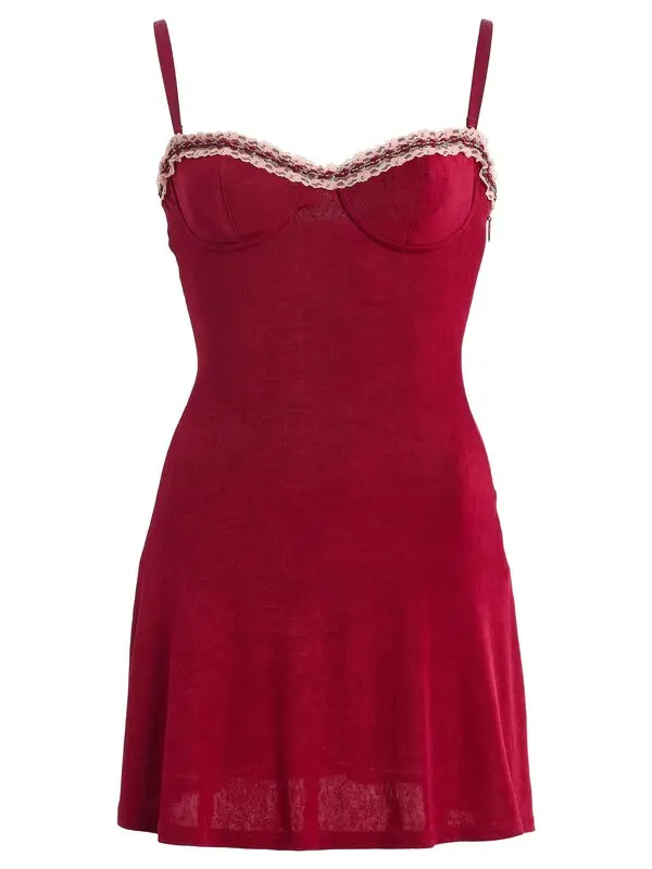 MIRROR PALAIS Ruffled Chiffon Mini Dress - Red