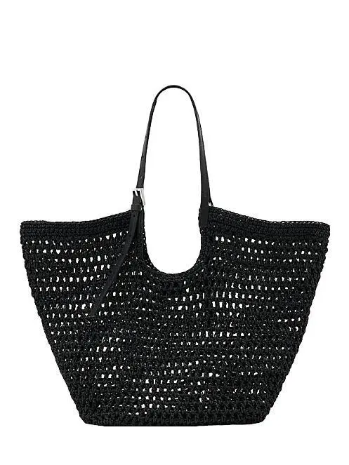 ALLSAINTS Ara Knotted Raffia Tote Bag - Black