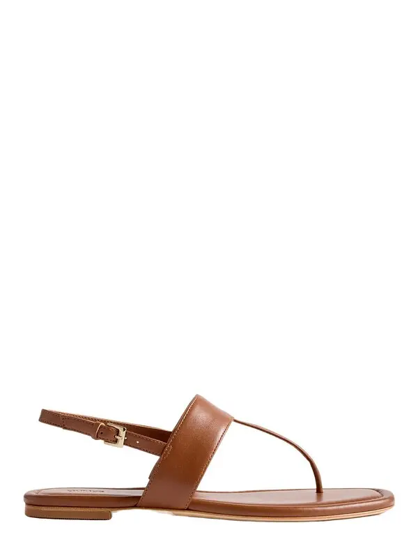 Quince Italian Leather T-strap Sandal - Cognac