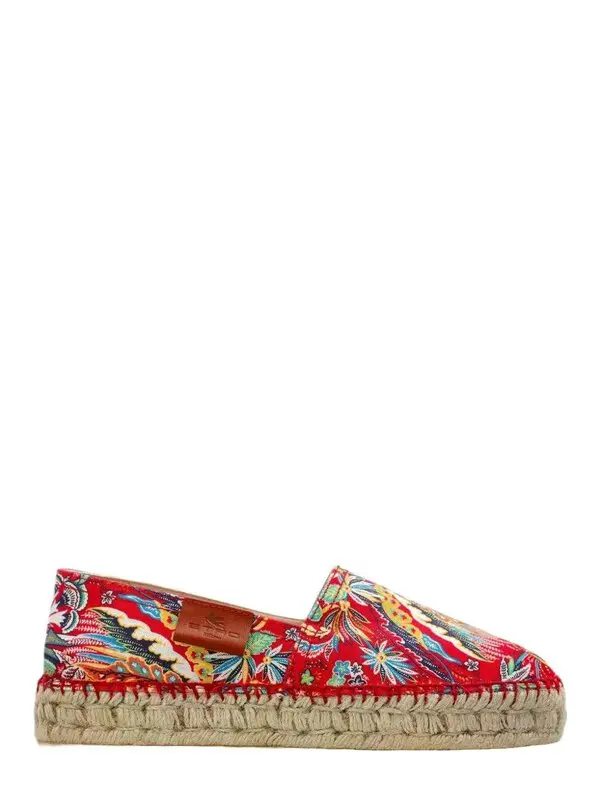 Etro Paisley Print Platform Espadrilles - Red