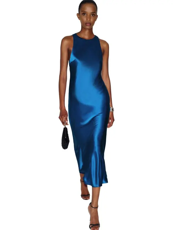 REFORMATION Noe Silk Midi Dress - Blue