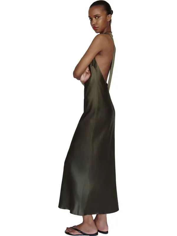 REFORMATION Noe Silk Midi Dress - Green