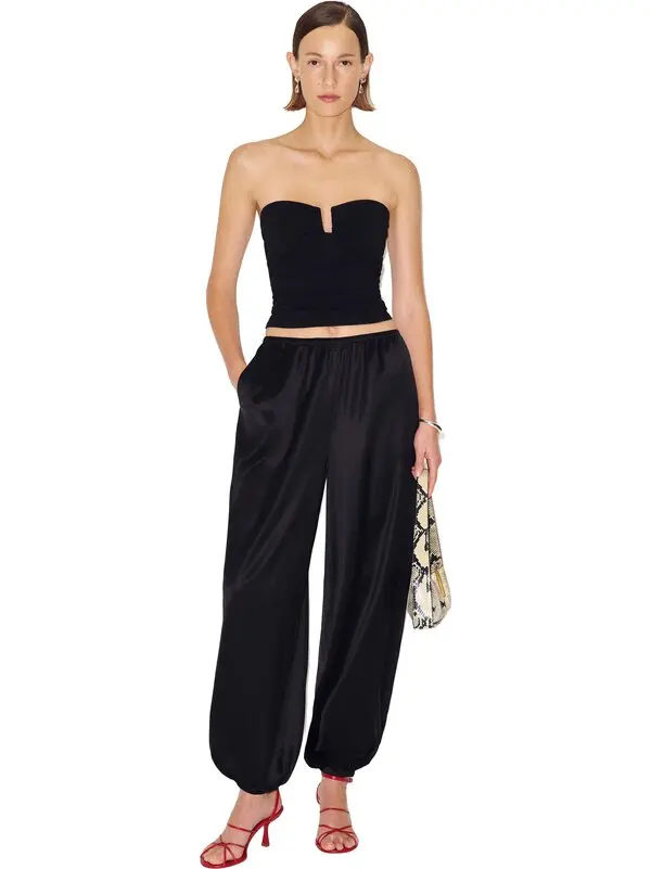 REFORMATION Aven Satin Pant - Black