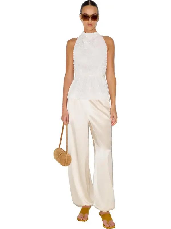 REFORMATION Aven Satin Pant - Ivory