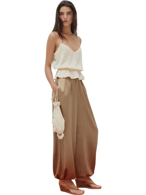REFORMATION Aven Satin Pant - Natural