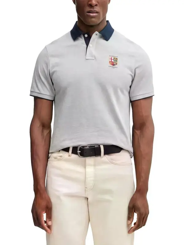 HACKETT Embroidered Pique Polo Shirt - Grey