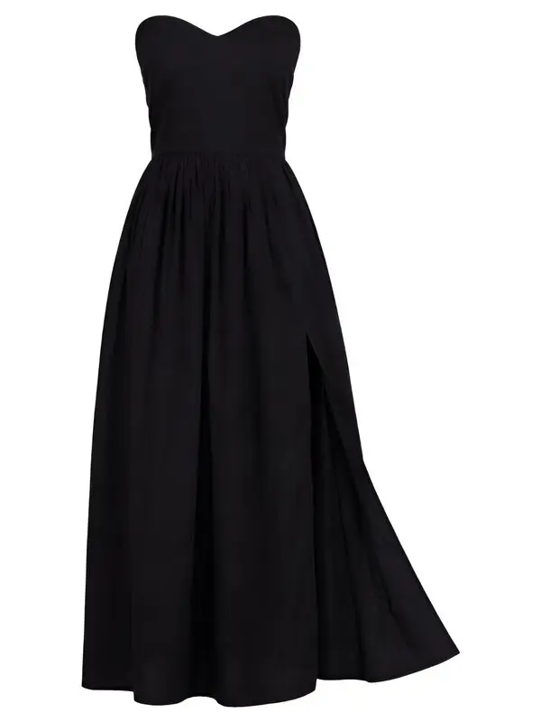 MAIYA Eclipse Elegance Strapless Maxi Dress With Slit - Black