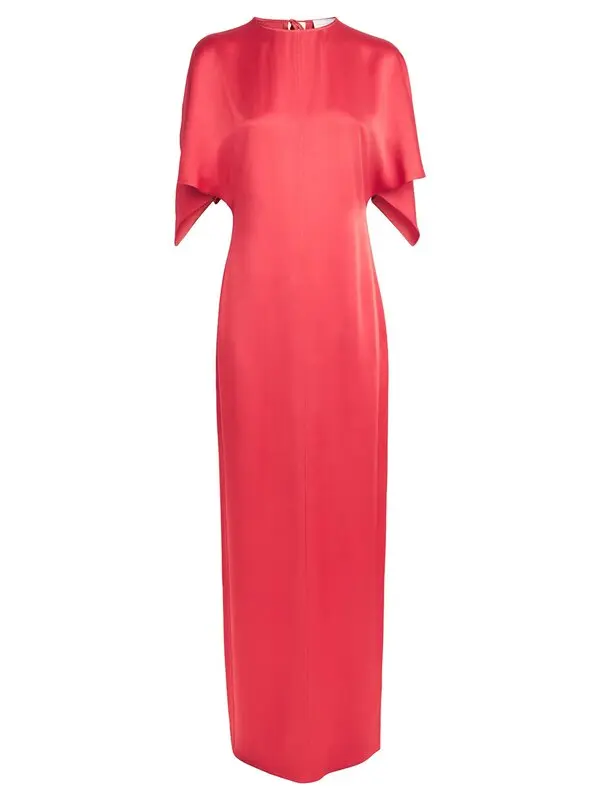 Stella McCartney Satin Maxi Dress With Draping Sleeves - Red