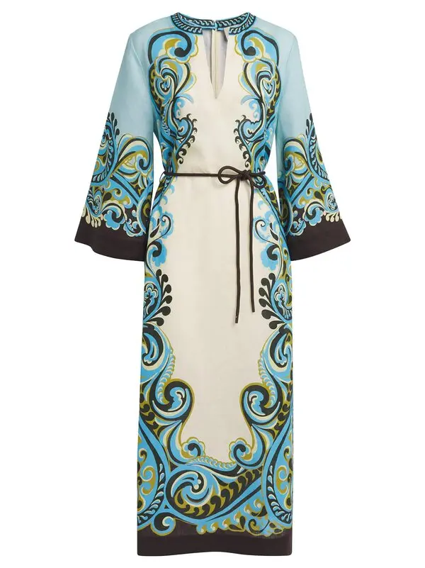 ALEMAIS Alémais Natalia Printed Linen Maxi Dress - Ivory
