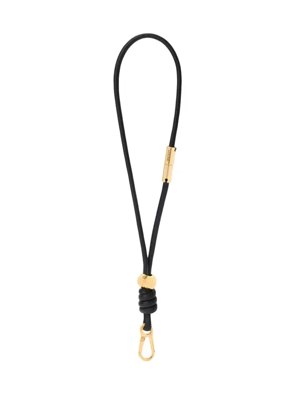 Loewe Leather Wristlet Strap With Anagram Detail - Black