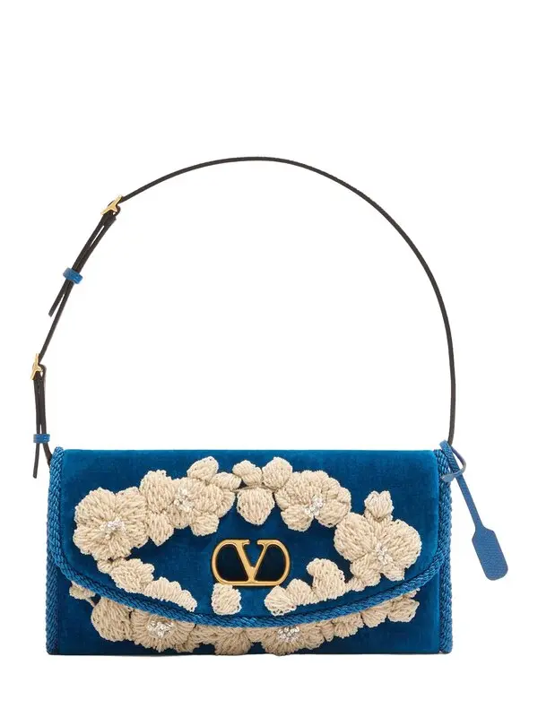 Valentino Garavani Small Beaded Devain Shoulder Bag - Blue