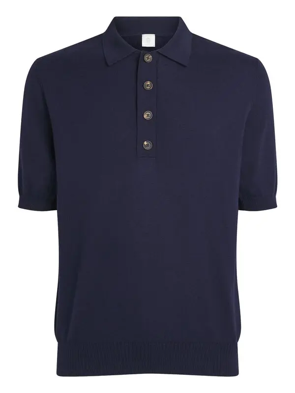 Eleventy Cotton-cashmere Polo Shirt - Blue
