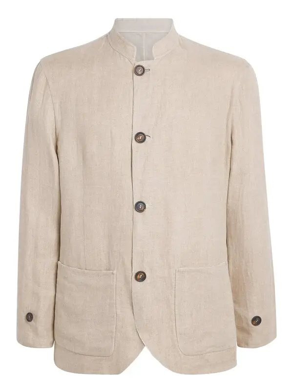 Eleventy Linen-silk Reversible Jacket - Ivory