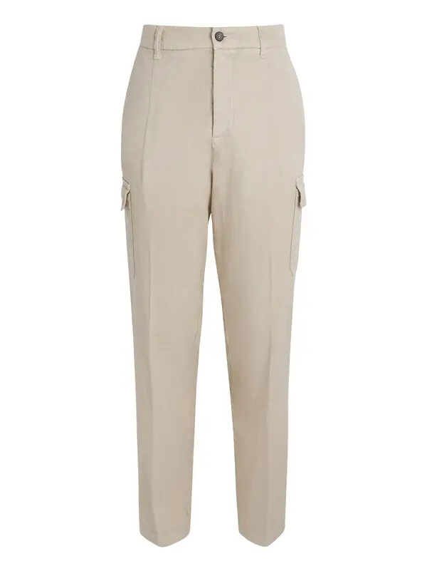 Eleventy Cotton-linen Blend Cargo Trousers - Beige
