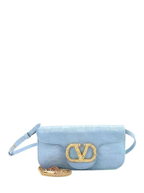 Valentino Garavani Vlogo Loco Flap Shoulder Bag With Crystals - Blue