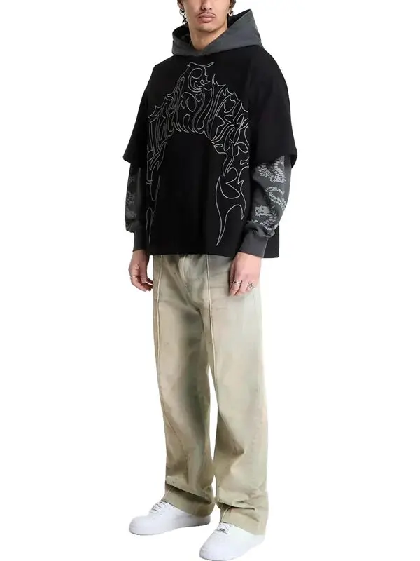 PLEASURES Dragon Layered Hoodie - Black
