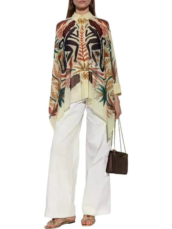 Etro Asymmetric Hem Graphic Print Shirt - Neutrals