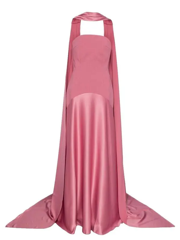 Solace London Mae Maxi Dress With Cape Effect - Pink