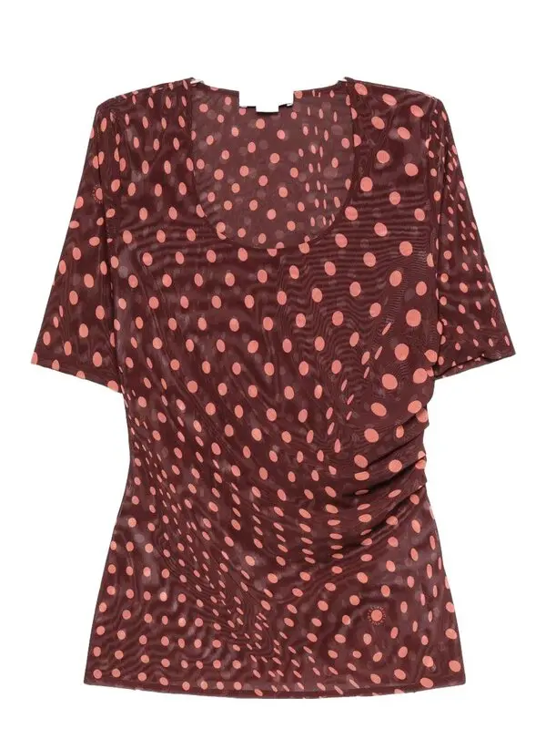 Stella McCartney Polka Dot Mesh Top - Red