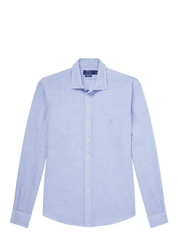 Polo Ralph Lauren Checked-woven Linen Shirt - Blue