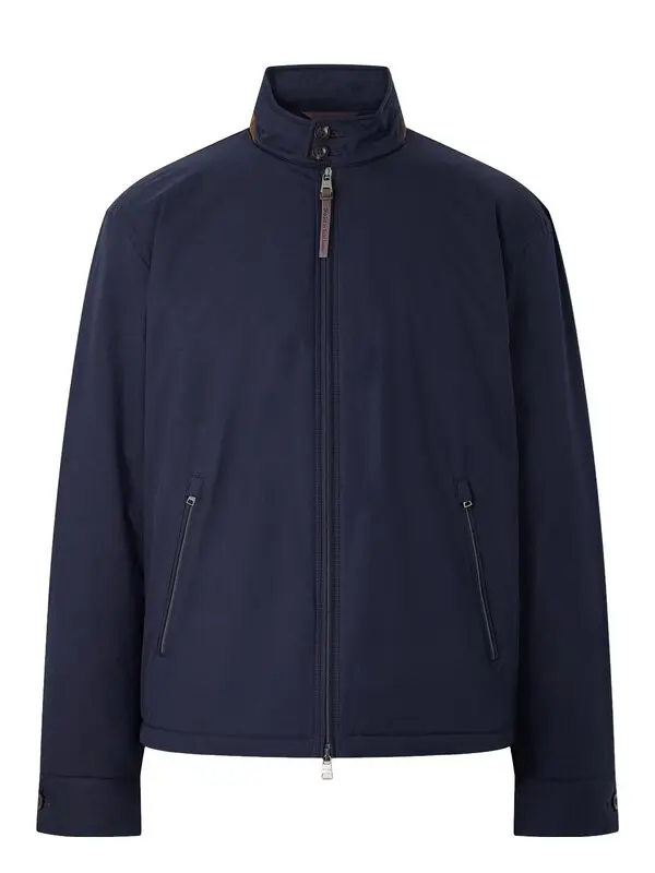 Polo Ralph Lauren Gabardine Jacket With Leather And Suede Trim - Blue