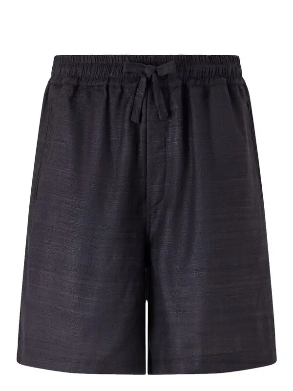 SAMAN AMEL Straight-leg Silk Shorts - Black