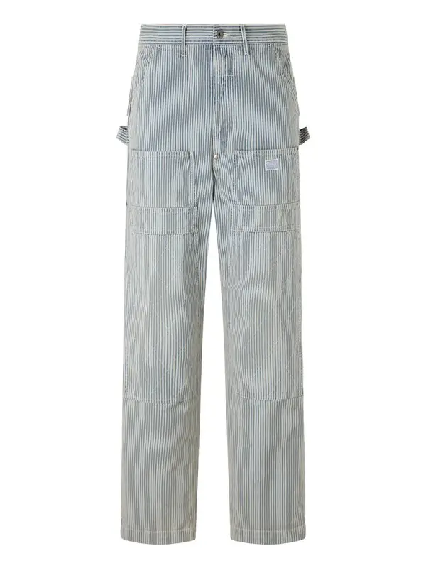Kapital Straight-leg Striped Cotton-canvas Trousers - Blue