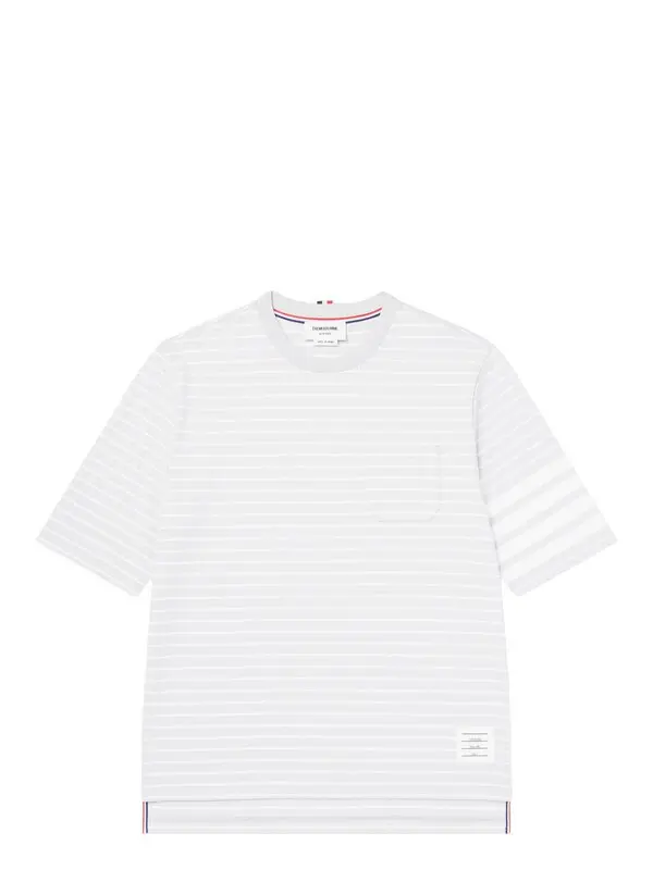 Thom Browne Striped Cotton Jersey T-shirt - Gray