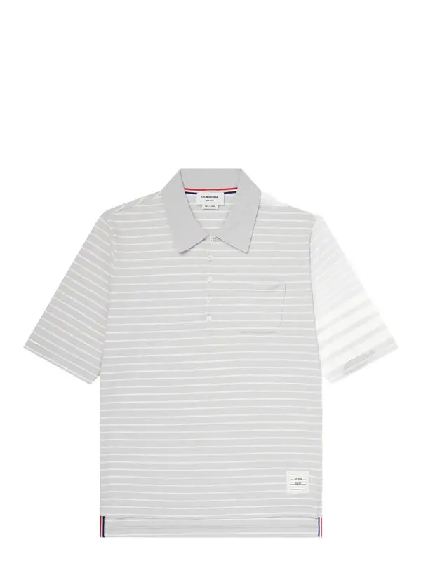Thom Browne Striped Cotton-jersey Polo Shirt - Gray