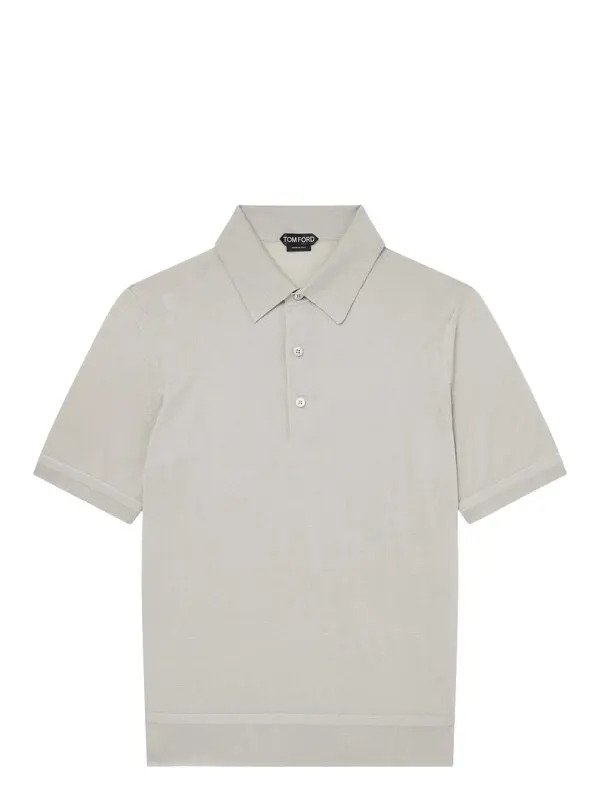 TOM FORD Cashmere And Silk-blend Polo Shirt - Gray