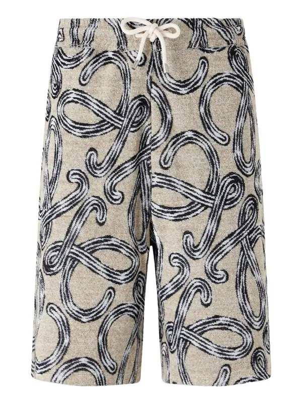 Loewe Straight-leg Printed Cotton-blend Shorts - Neutrals