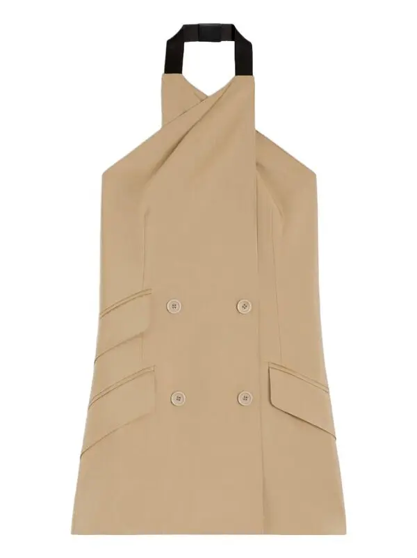 Max Mara Sleeveless Wool And Silk Poplin Jacket - Camel