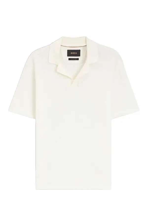 BOSS Polo Shirt In Italian-made Cotton And Linen - White