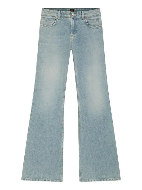 BOSS Flared-leg Jeans In Light Denim - Blue