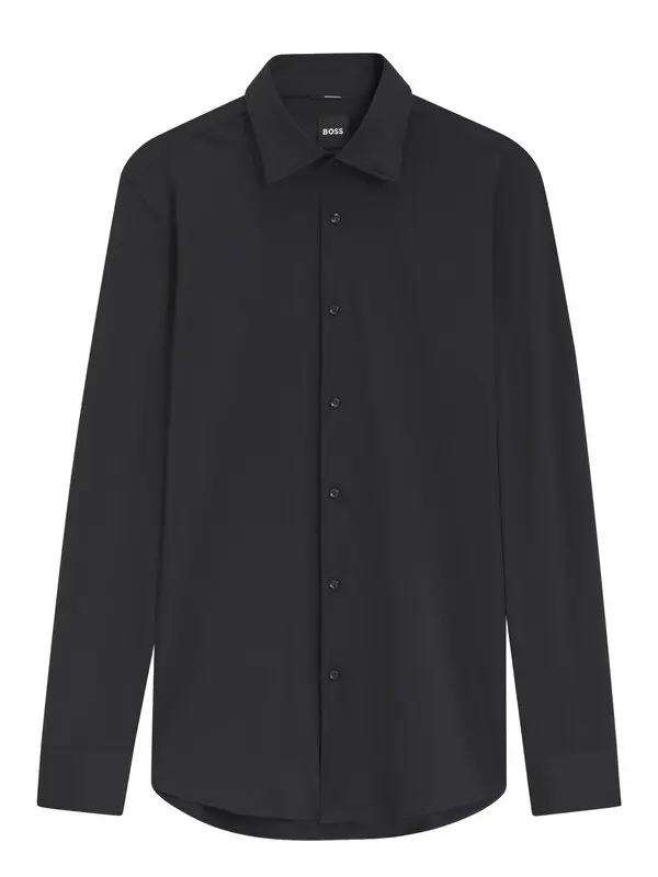 BOSS Slim-fit Shirt In Italian-made Performance-stretch Jersey - Black