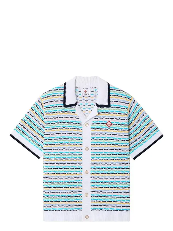 Casablanca Multicolour Crochet Tuck Stitch Short Sleeve Shirt - Multicolor