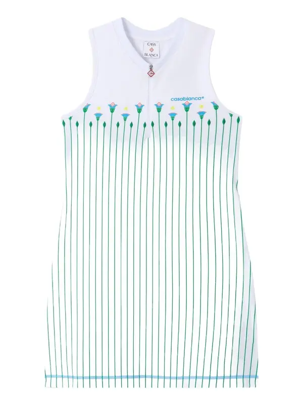 Casablanca Floral Stripe Tennis Mini Dress - Green