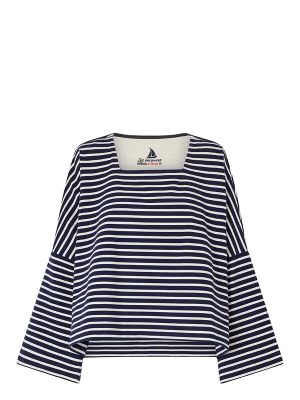 LES VACANCES D'IRINA Les Vacances D’irina Mariniere Striped Cotton-jersey Shirt - Blue
