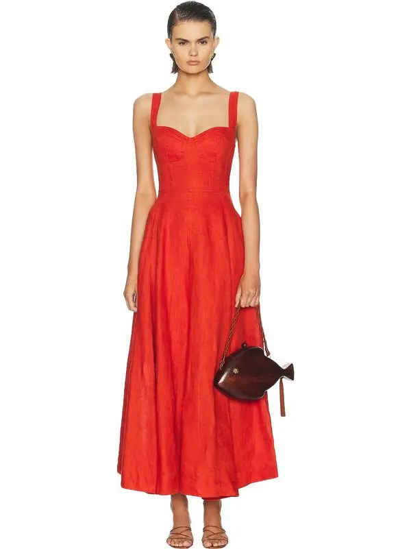 NICHOLAS Anya Sleeveless Paneled Maxi Dress - Paprika
