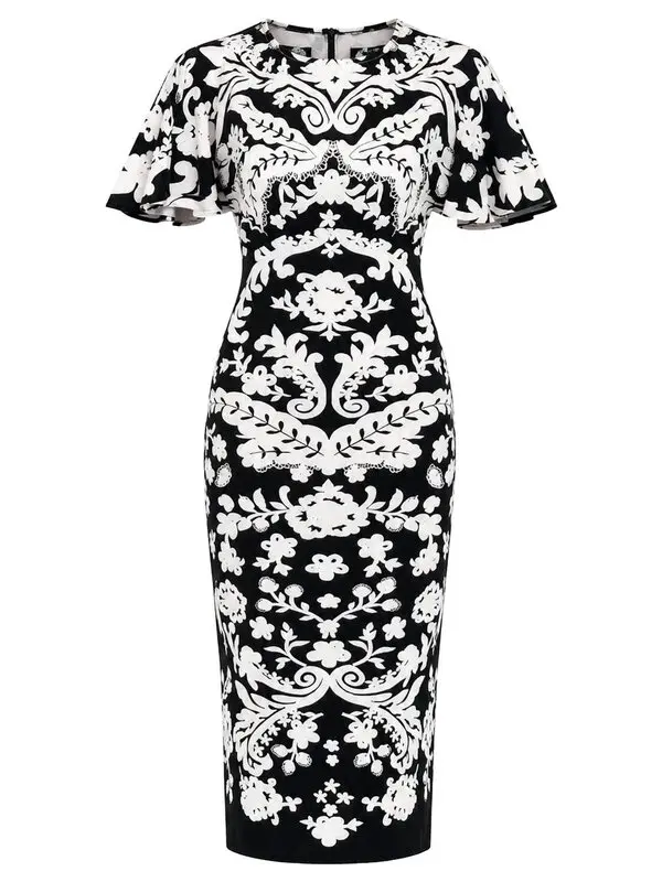 GIRL IN MIND Jocelyn Printed Midi Dress - Black