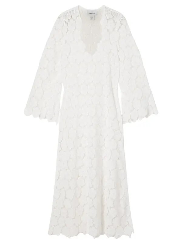 Miguelina Arelis Crocheted Cotton Maxi Dress - White