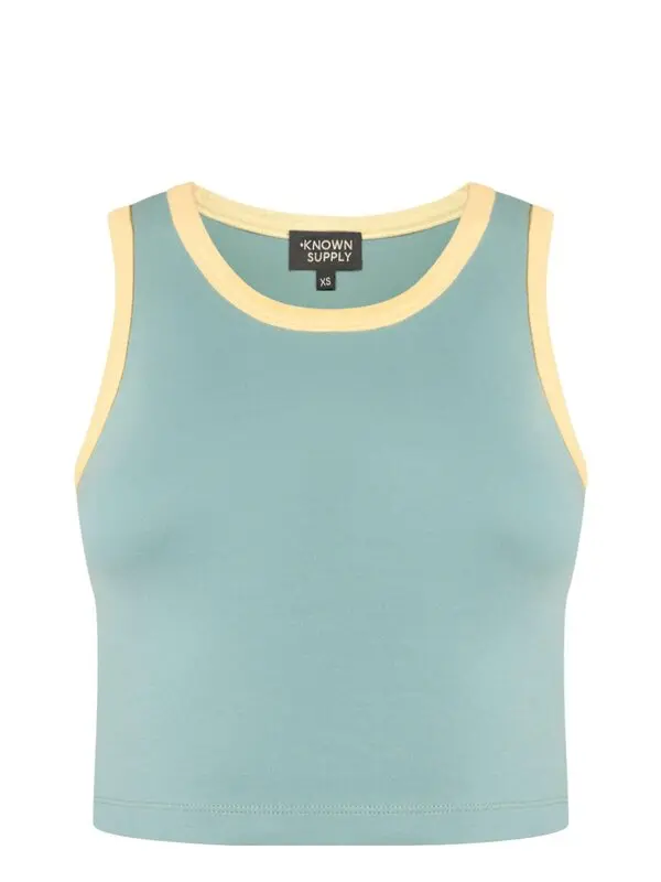 KNOWN SUPPLY Piped Razorback Cotton Tank - Blue