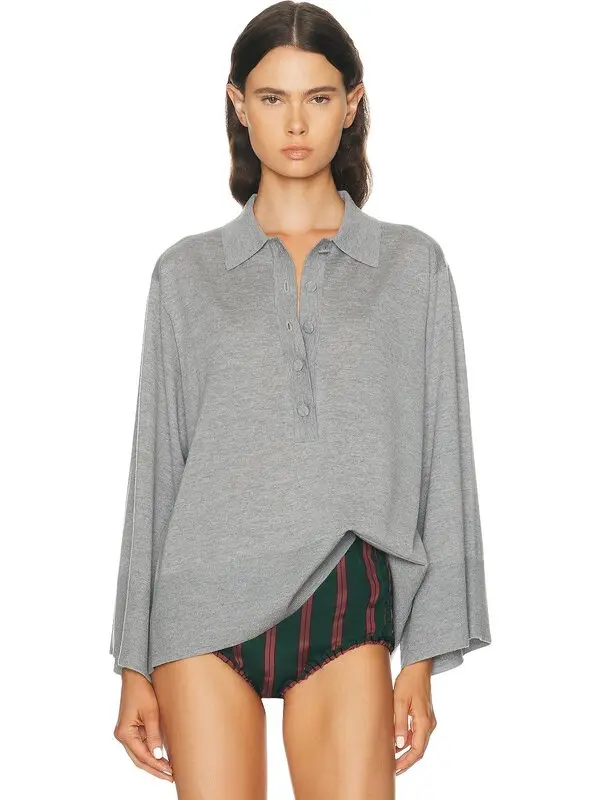 Dries Van Noten Talis Polo Sweater - Grey