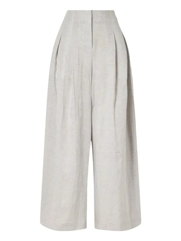 TWP Drew Pleated Wide-leg Hemp Pants - Gray