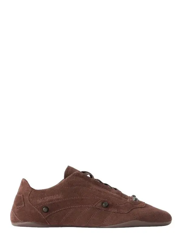 Balenciaga City Studded Suede Sneakers - Brown