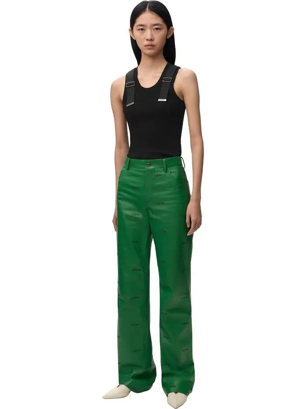 Loewe Ribbed Cotton Tank Top With Engraved Metal Ends - Black
