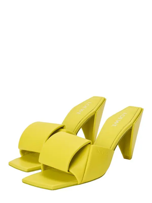 Loewe Origami Slide High Heel Sandals In Lambskin - Lemon